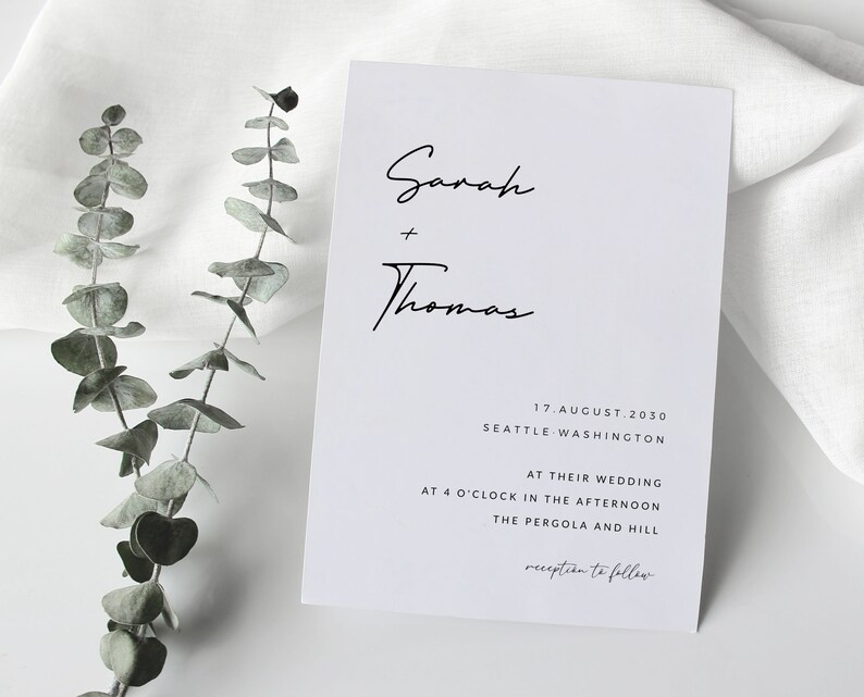 Minimal Script Wedding Invitation, Wedding Simple Invitation ...