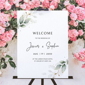 Wedding Simple Welcome Sign, Welcome Sign Poster, Floral Wedding Sign ...