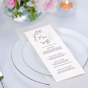 Wedding Simple Menu Card Template, Bohemian Simple Wedding Menu Card ...