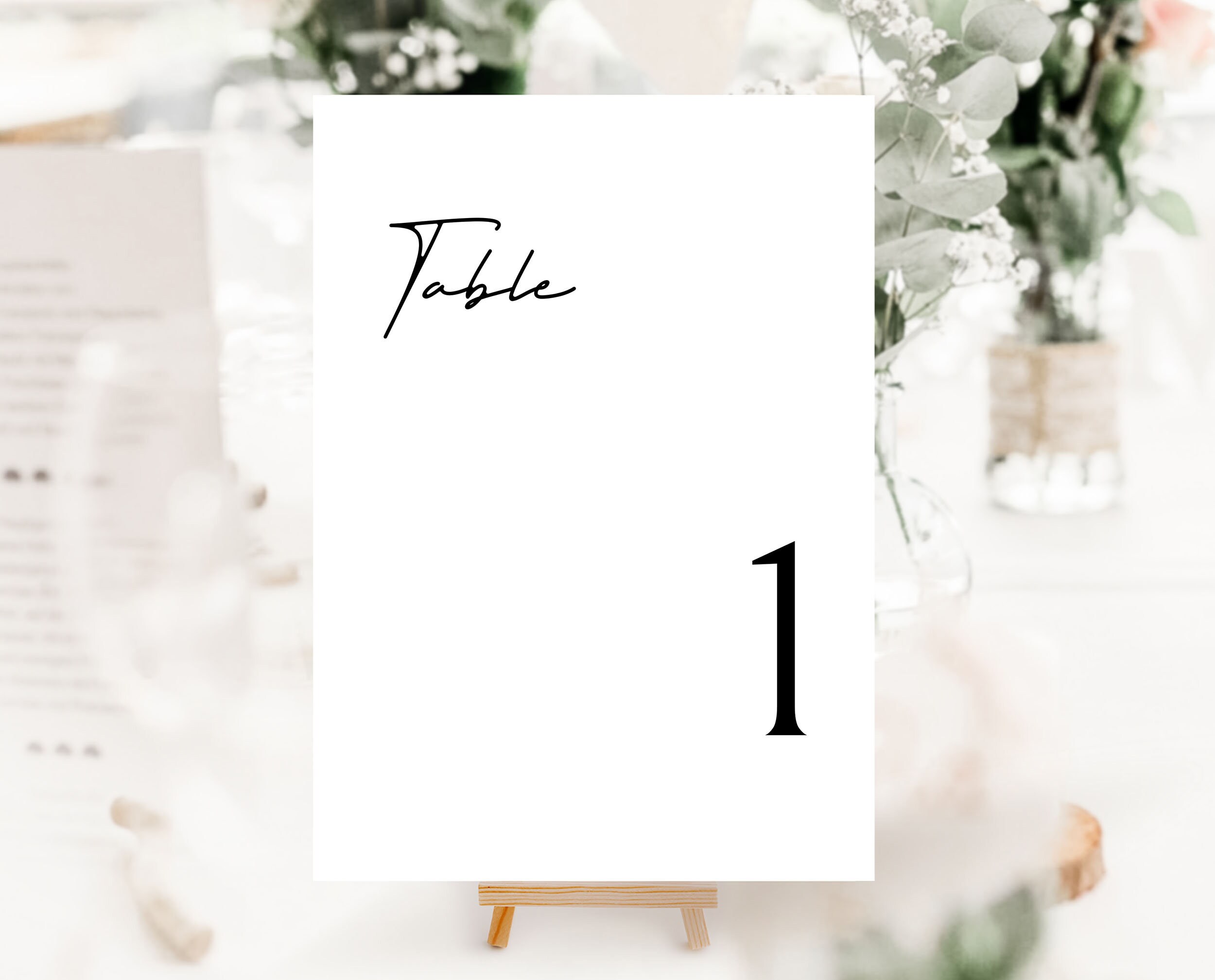 Minimal Script Table Numbers, Simple Wedding Table Numbers Template ...