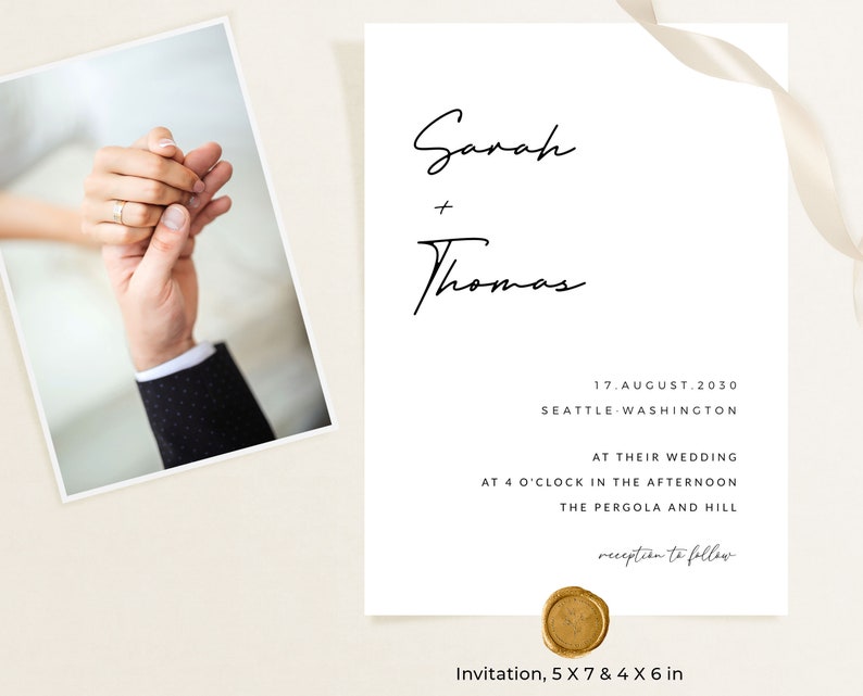 Minimal Script Wedding Invitation, Wedding Simple Invitation ...