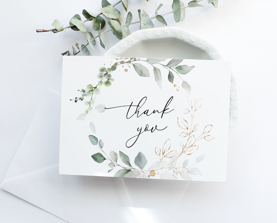 Simple Thank You Card Template, Modern Flat Thank You Card, Script ...