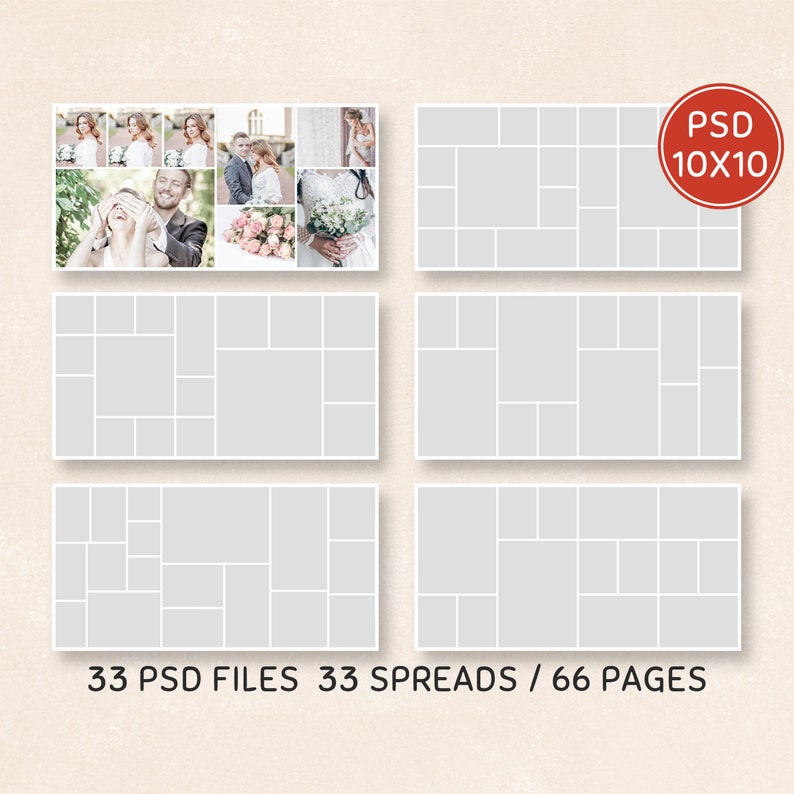 10x10 Photo Collage Template Wedding Album Template, Newborn Photo ...
