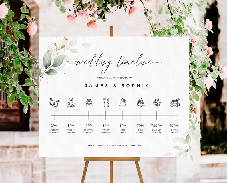 Wedding Simple Timeline Board Template Modern Order of Events - Etsy