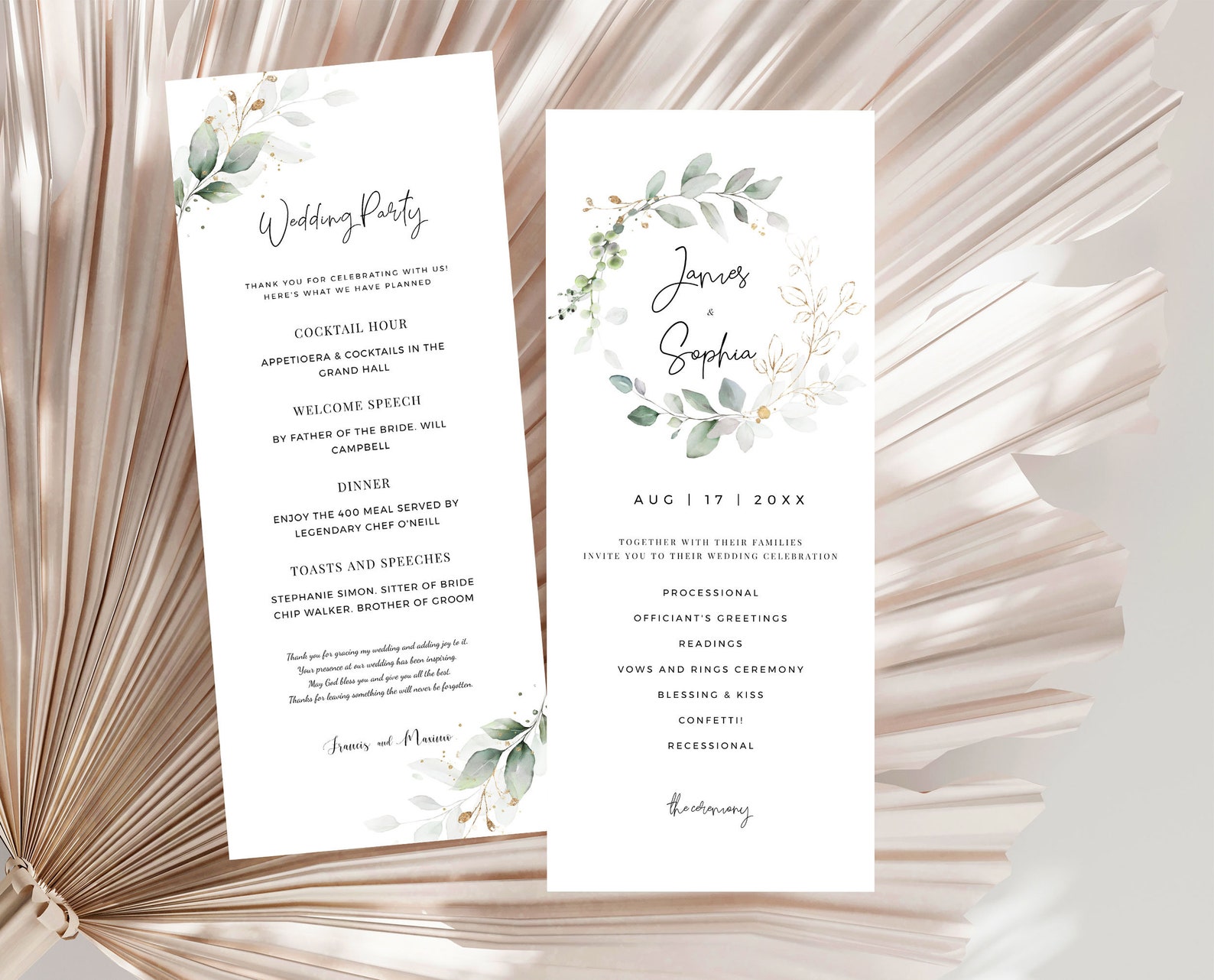 Wedding Simple Program Templatewedding Plan Cards Modern - Etsy