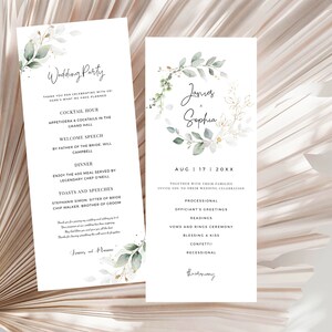 Wedding Simple Program Template,wedding Plan Cards, Modern Wedding ...