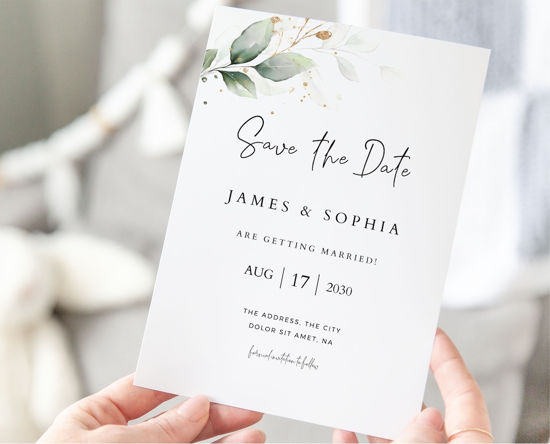 Simple Save the Date Template, 5x7 Save the Date Printable Diy, Olive ...