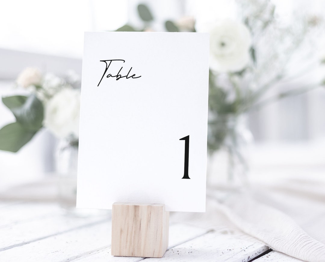 Minimal Script Table Numbers, Simple Wedding Table Numbers Template ...