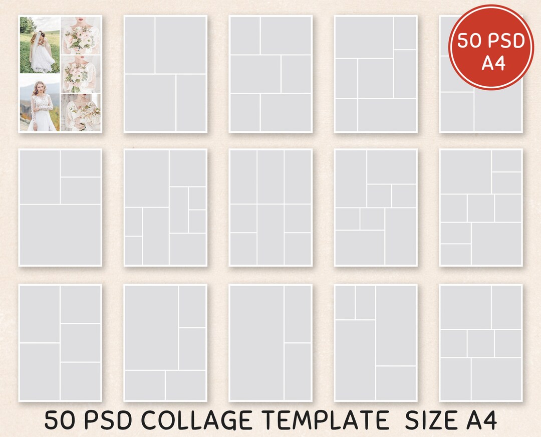 50 A4 Photo Collage Template Wedding Photo Collage Template - Etsy