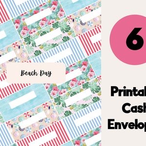 Beach Day Editable & Printable Cash Envelopes Set of 6, Cash Envelope ...