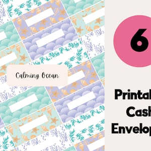 Calming Ocean Editable & Printable Cash Envelopes Set of 6, Cash ...