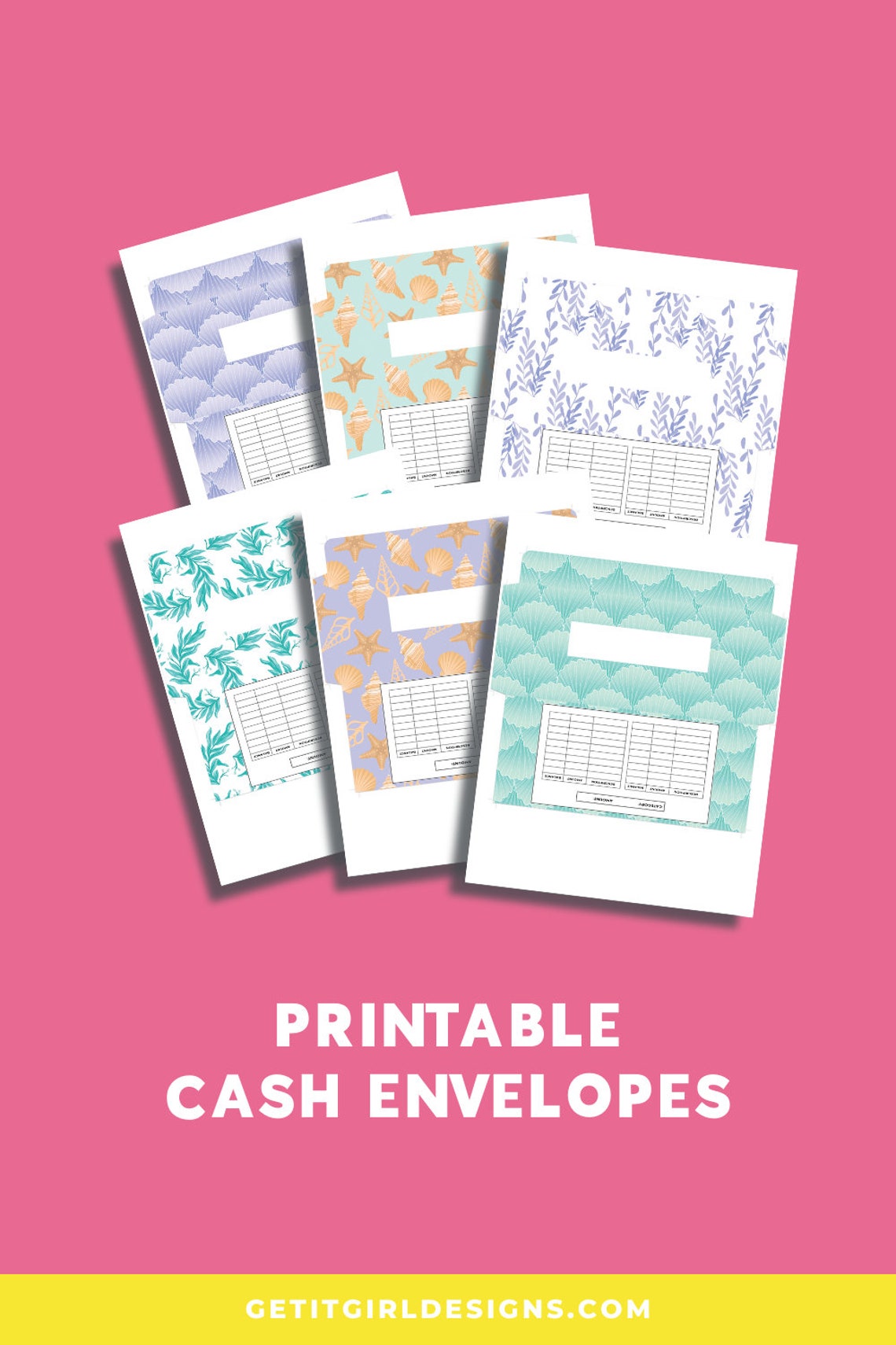 Calming Ocean Editable & Printable Cash Envelopes Set of 6 | Etsy