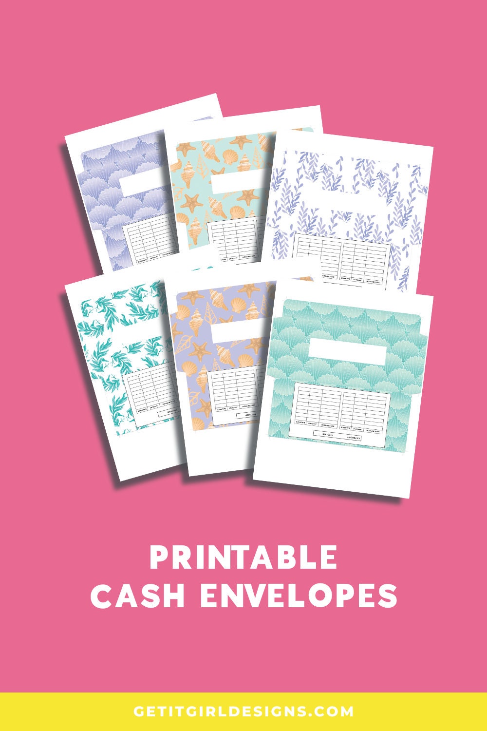 Calming Ocean Editable & Printable Cash Envelopes Set of 6, Cash ...