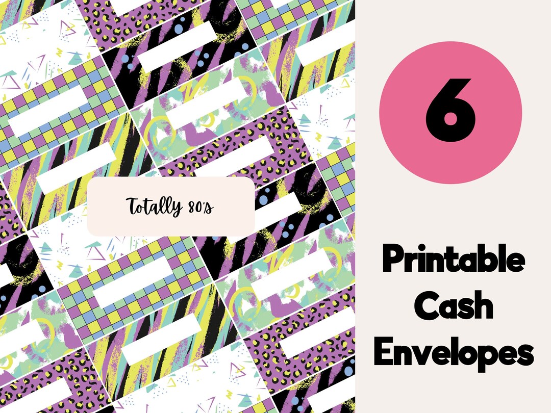 Totally 80's Editable Printable Cash Envelopes Set of 6 PDF, Cash ...