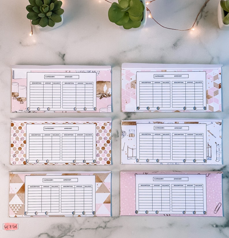 Glam Gold Editable Printable Cash Envelopes Set of 6 PDF Cash | Etsy