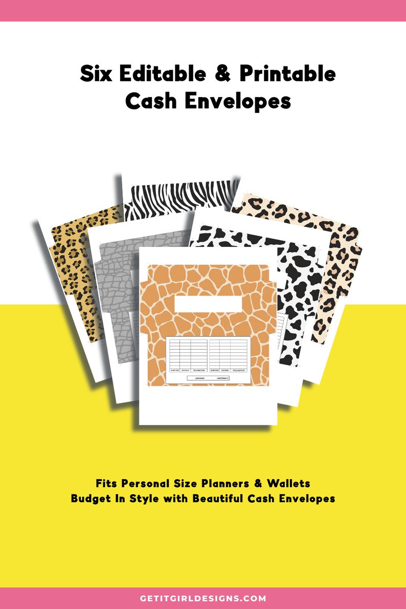 Animal Print Editable Printable Cash Envelopes Set of 6 PDF, Cash ...