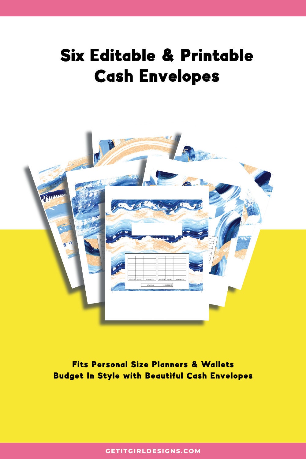 Frozen Waves Editable Printable Cash Envelopes Set of 6 PDF, Cash ...