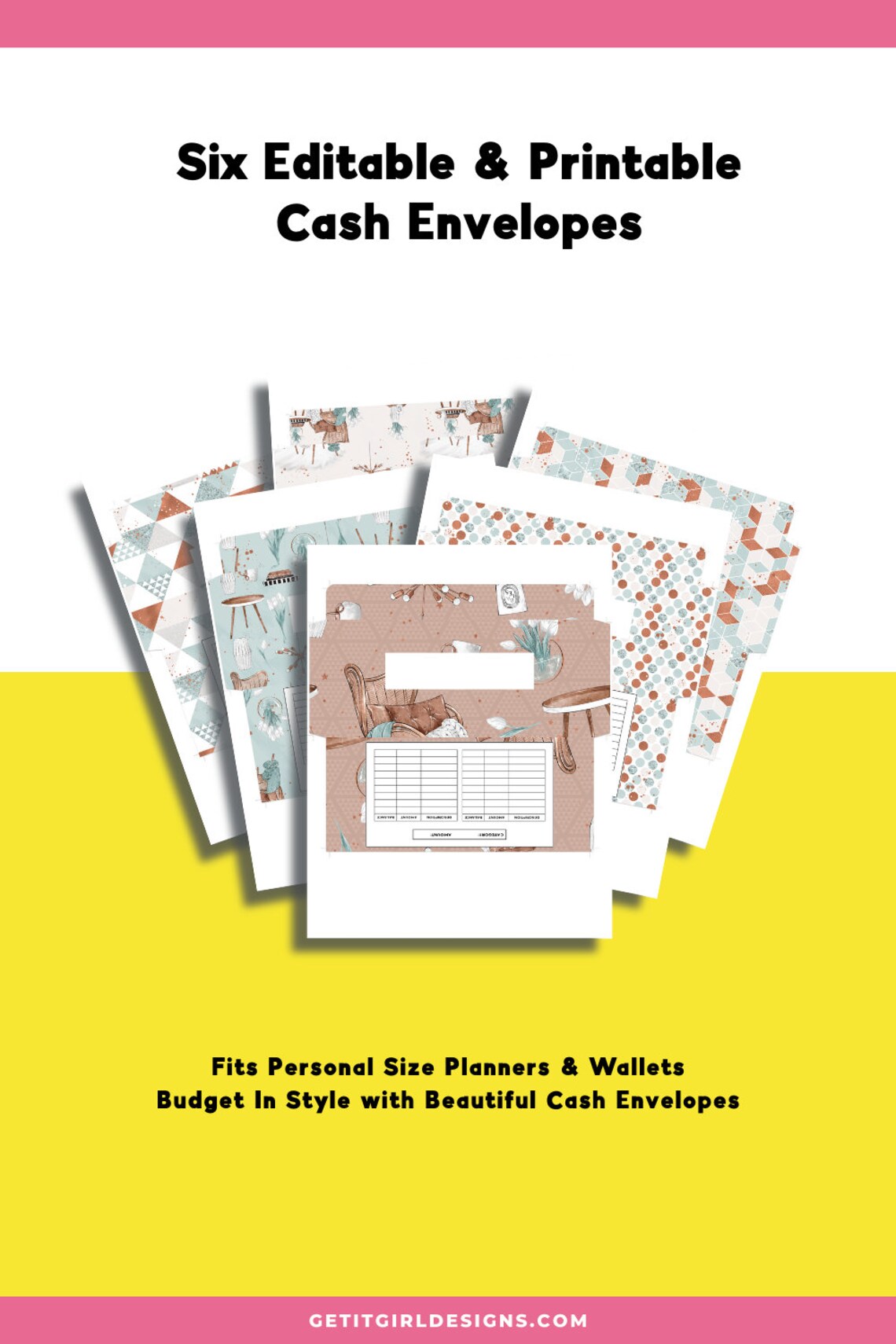 Hygge Editable Printable Cash Envelopes Set of 6 PDF, Cash Envelope ...