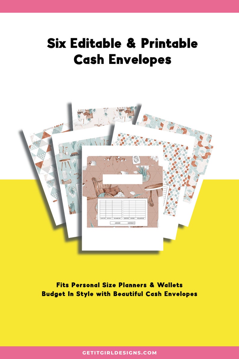 Hygge Editable Printable Cash Envelopes Set of 6 PDF, Cash Envelope ...