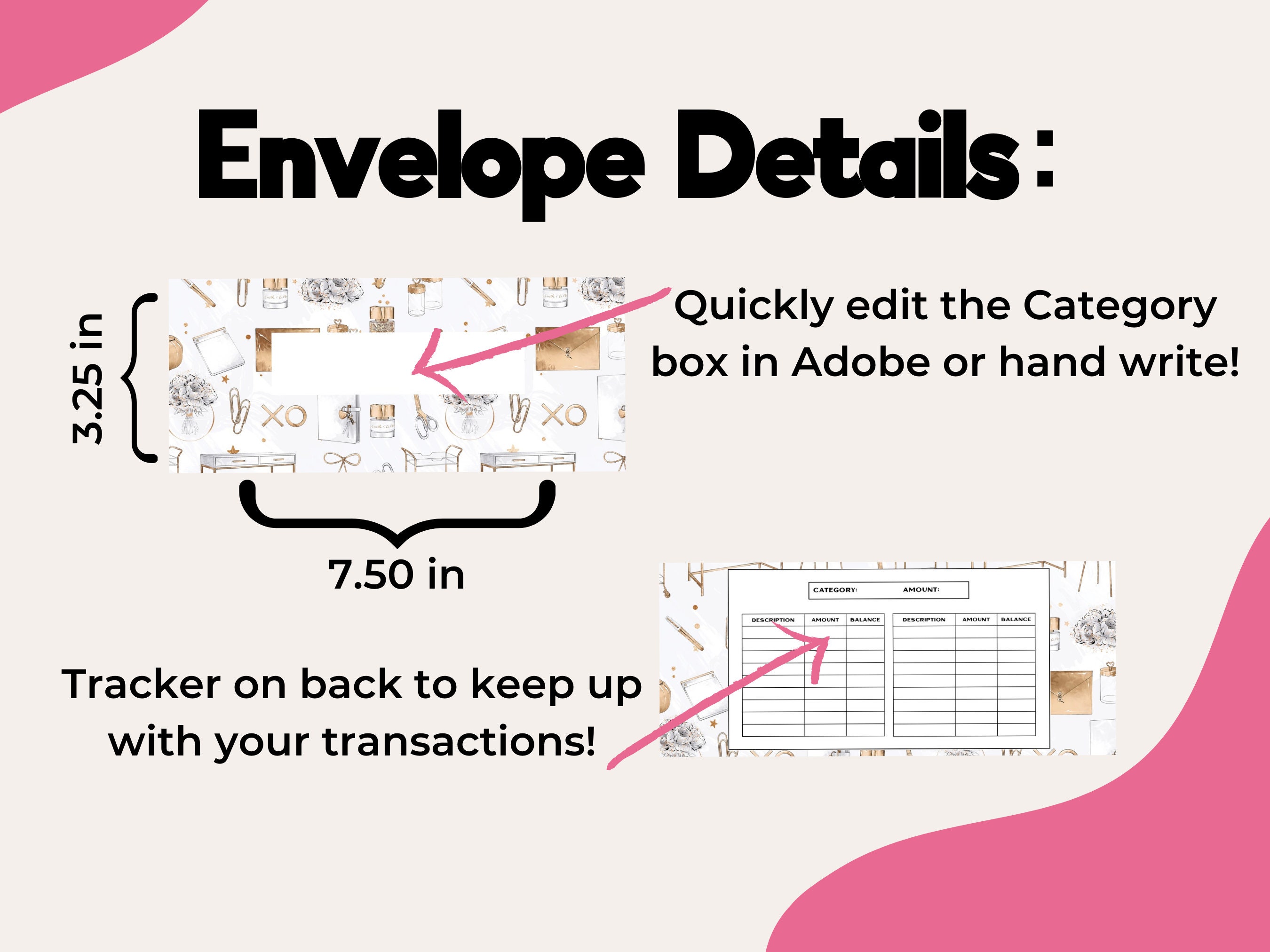 Glam Gold Editable Printable Cash Envelopes Set of 6 PDF, Cash Envelope ...