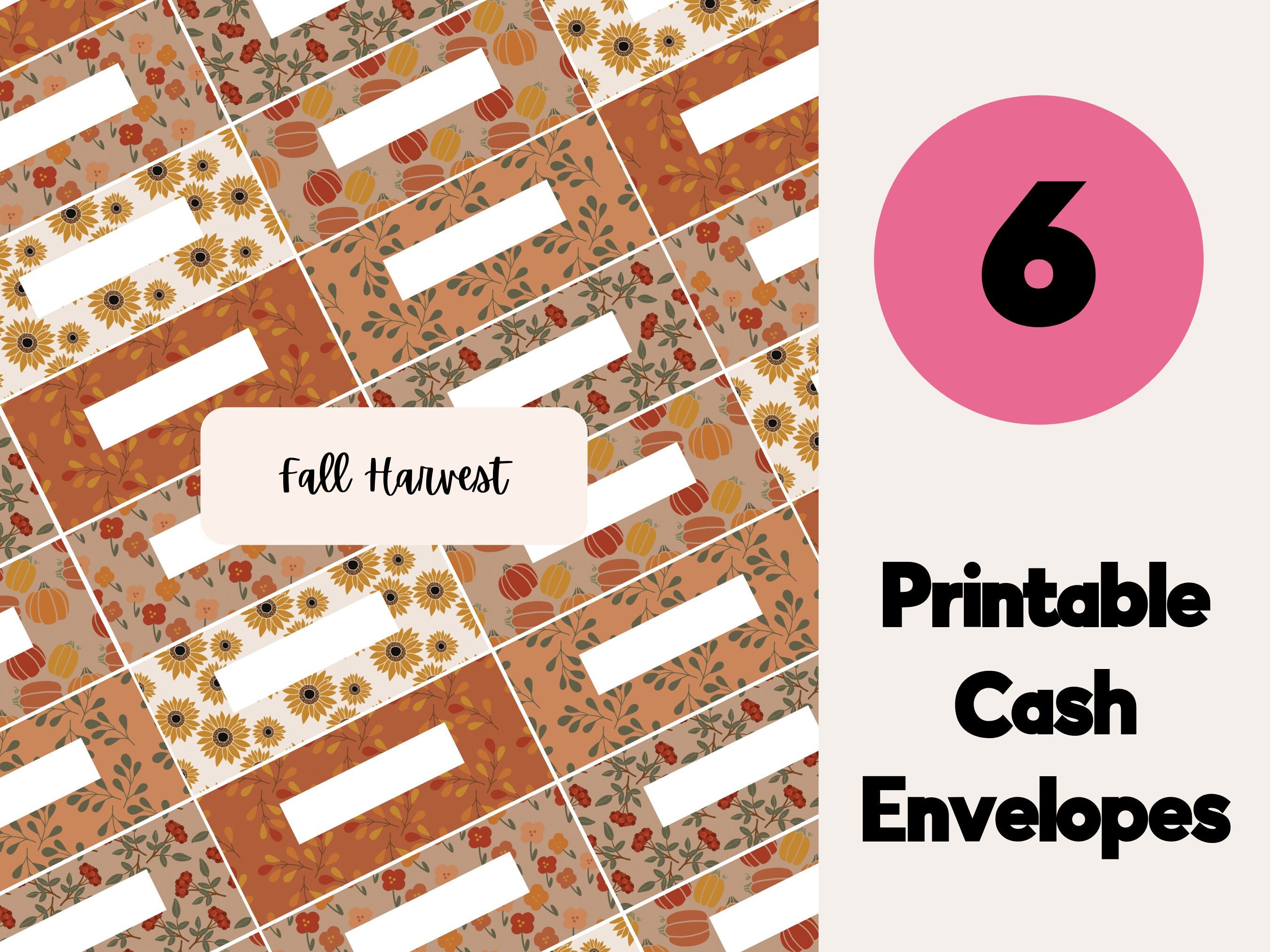 Fall Harvest Editable & Printable Cash Envelopes Set of 6, Cash ...