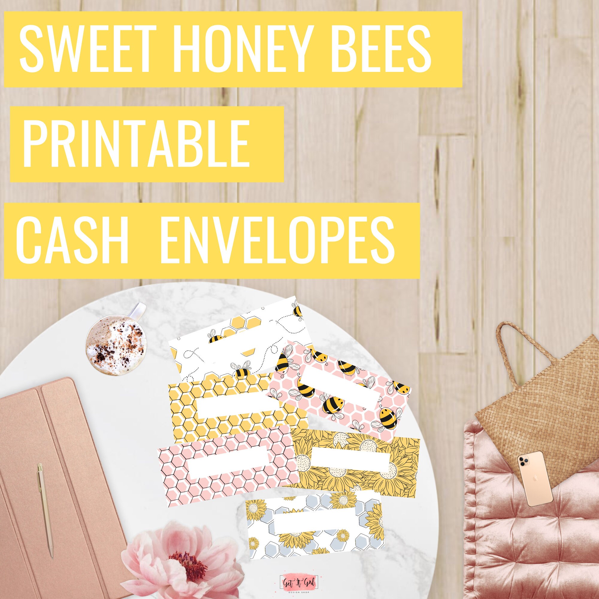 Sweet Honey Bees Editable Printable Cash Envelopes Set of 6 | Etsy