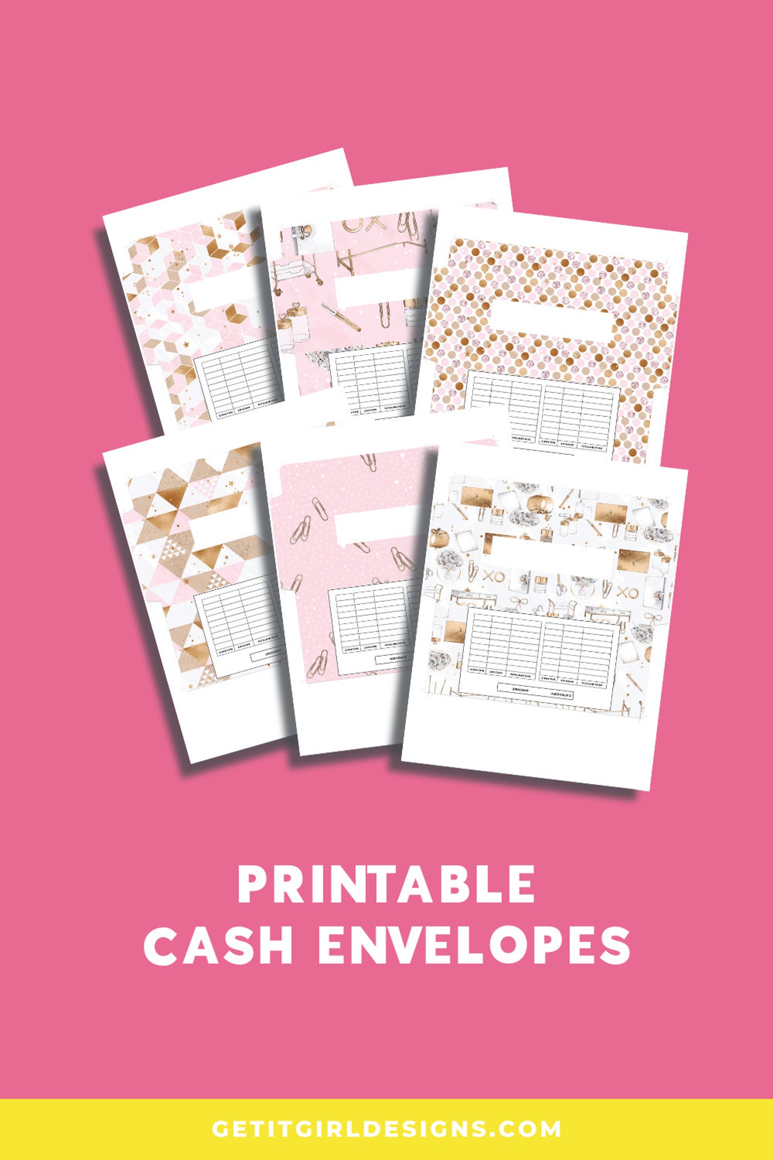 Glam Gold Editable Printable Cash Envelopes Set of 6 PDF, Cash Envelope ...