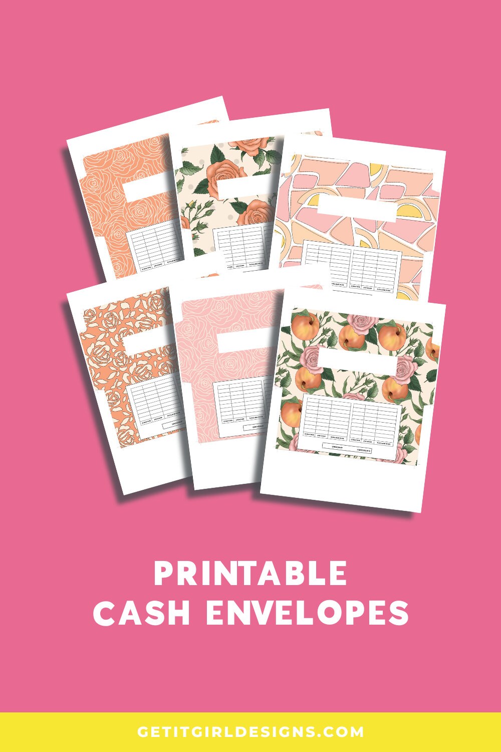 Just Peachy Editable Printable Cash Envelopes Set of 6 PDF, Cash ...
