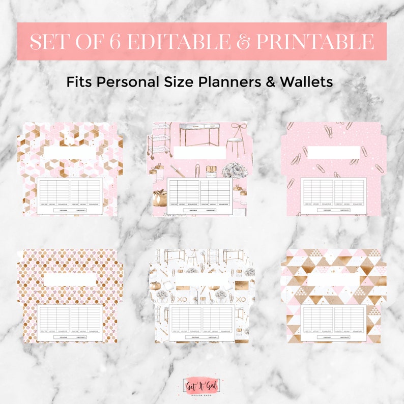 Glam Gold Editable Printable Cash Envelopes Set of 6 PDF Cash | Etsy