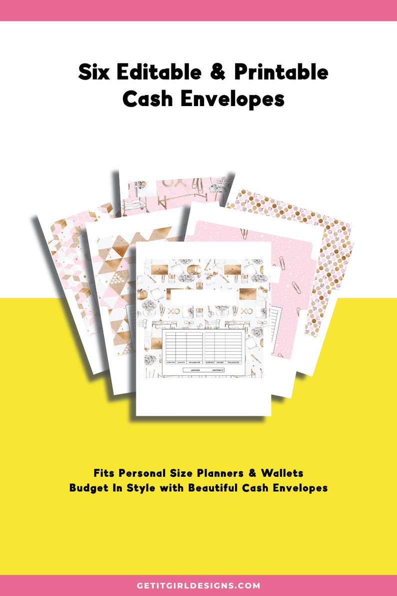 Glam Gold Editable Printable Cash Envelopes Set of 6 PDF, Cash Envelope ...