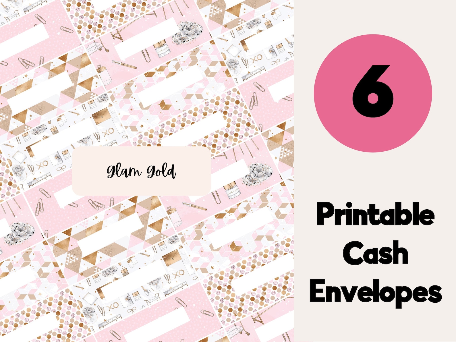 Glam Gold Editable Printable Cash Envelopes Set of 6 PDF, Cash Envelope ...