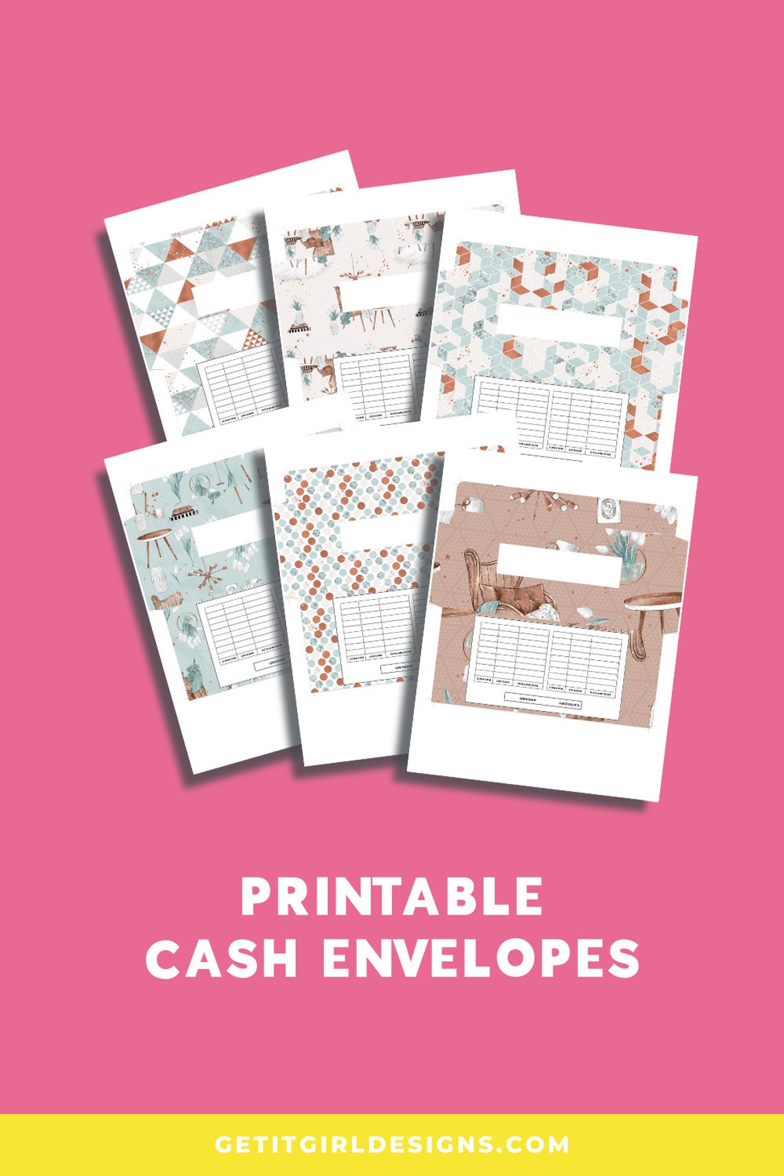 Hygge Editable Printable Cash Envelopes Set of 6 PDF, Cash Envelope ...