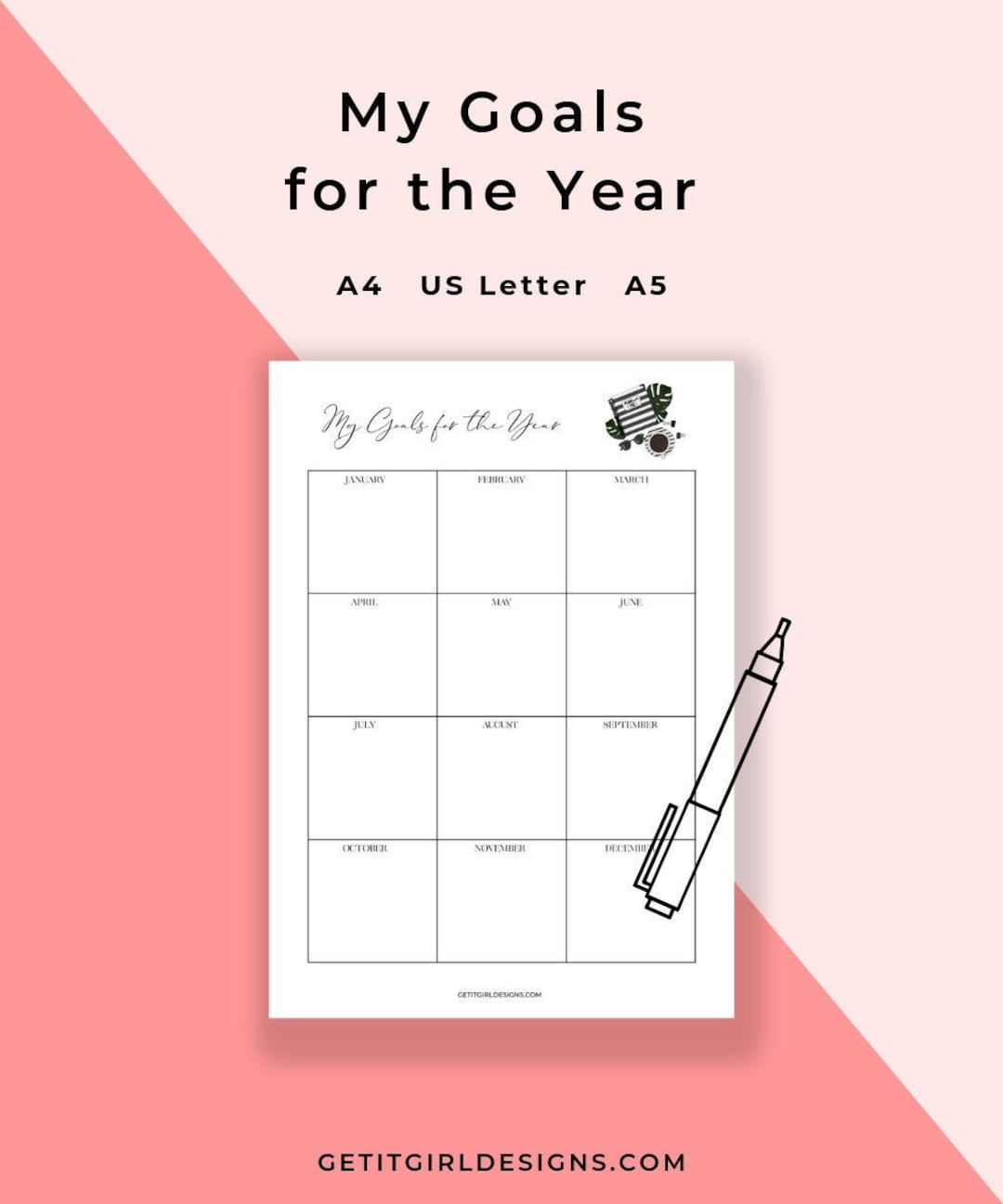 My Goals for the Year Printable, Goal Planning, Goal Printable, Year at ...