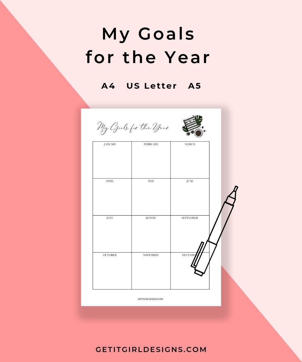 My Goals for the Year Printable, Goal Planning, Goal Printable, Year at ...