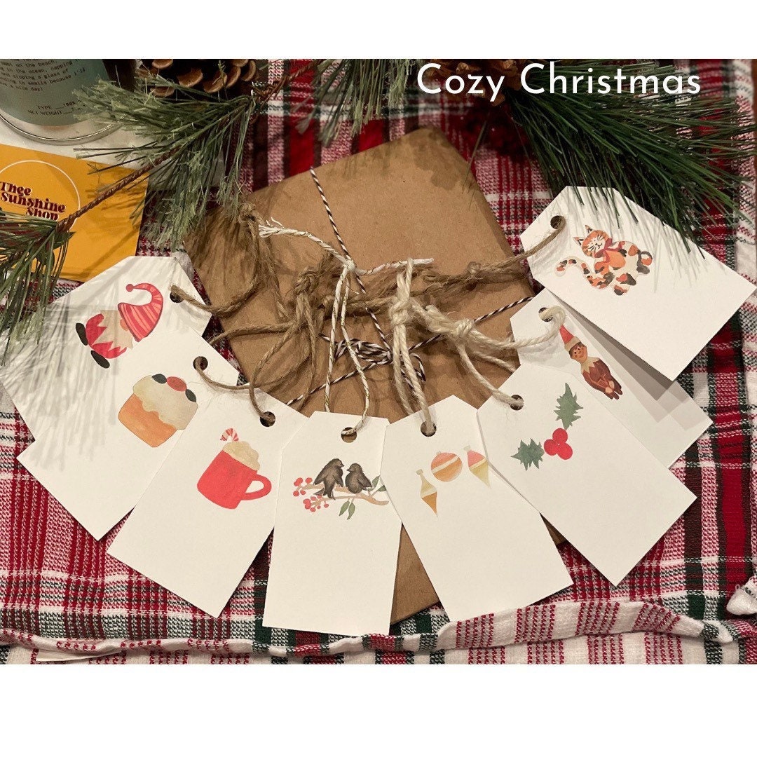 Cozy Christmas Gift Tags, Handmade Christmas Gift Tags, Watercolor ...