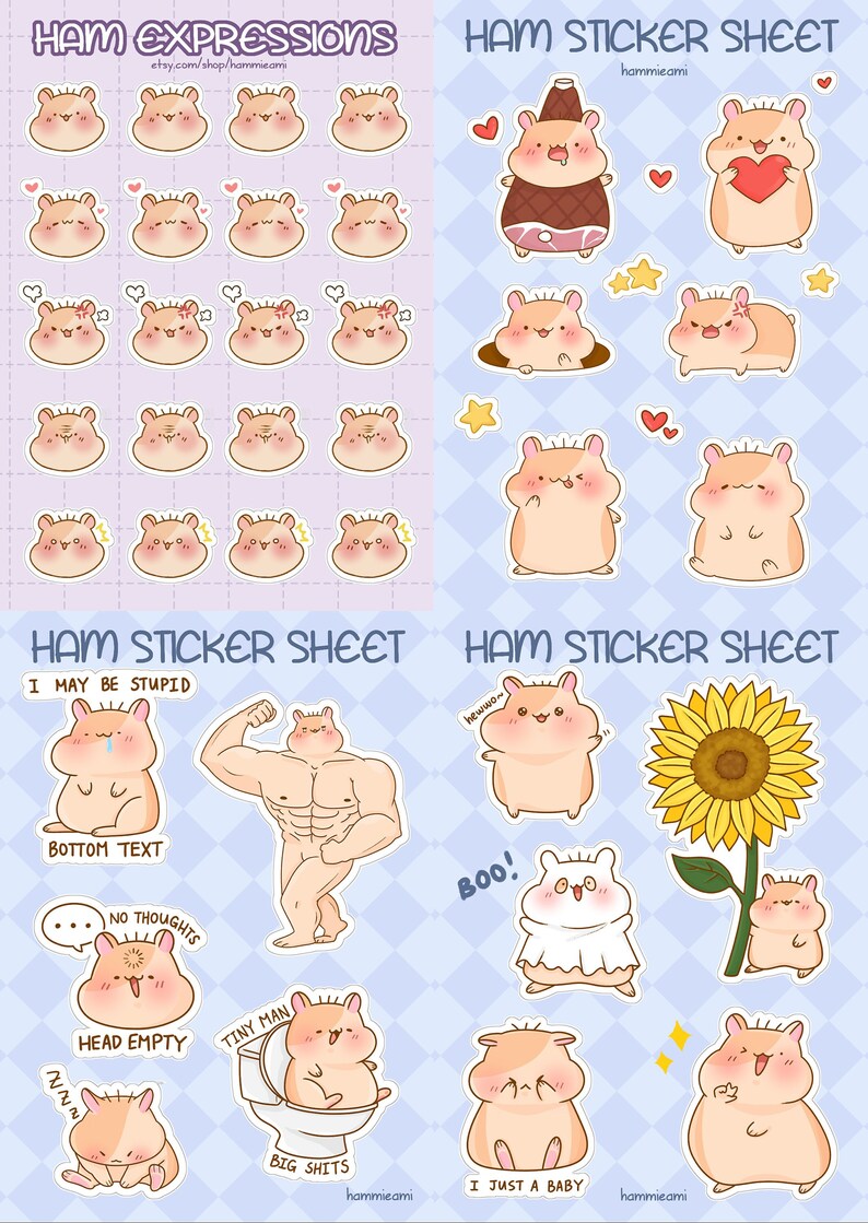 Cute Hamster Sticker Sheets - Etsy
