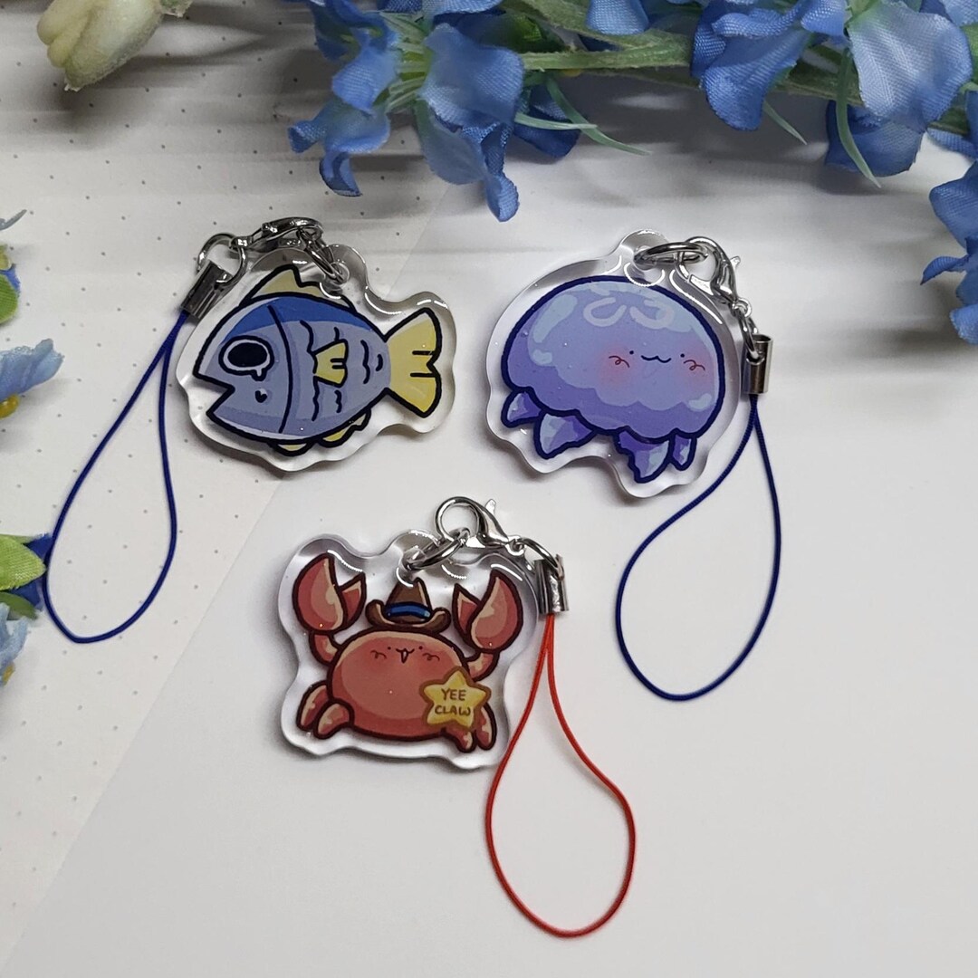 Cute Sea Critters Acrylic Epoxy Phone Charm - Etsy