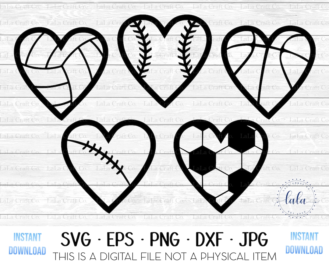 Sports Heart SVG Bundle | Sports Wife SVG | Sports Mom Svg | Cricut ...