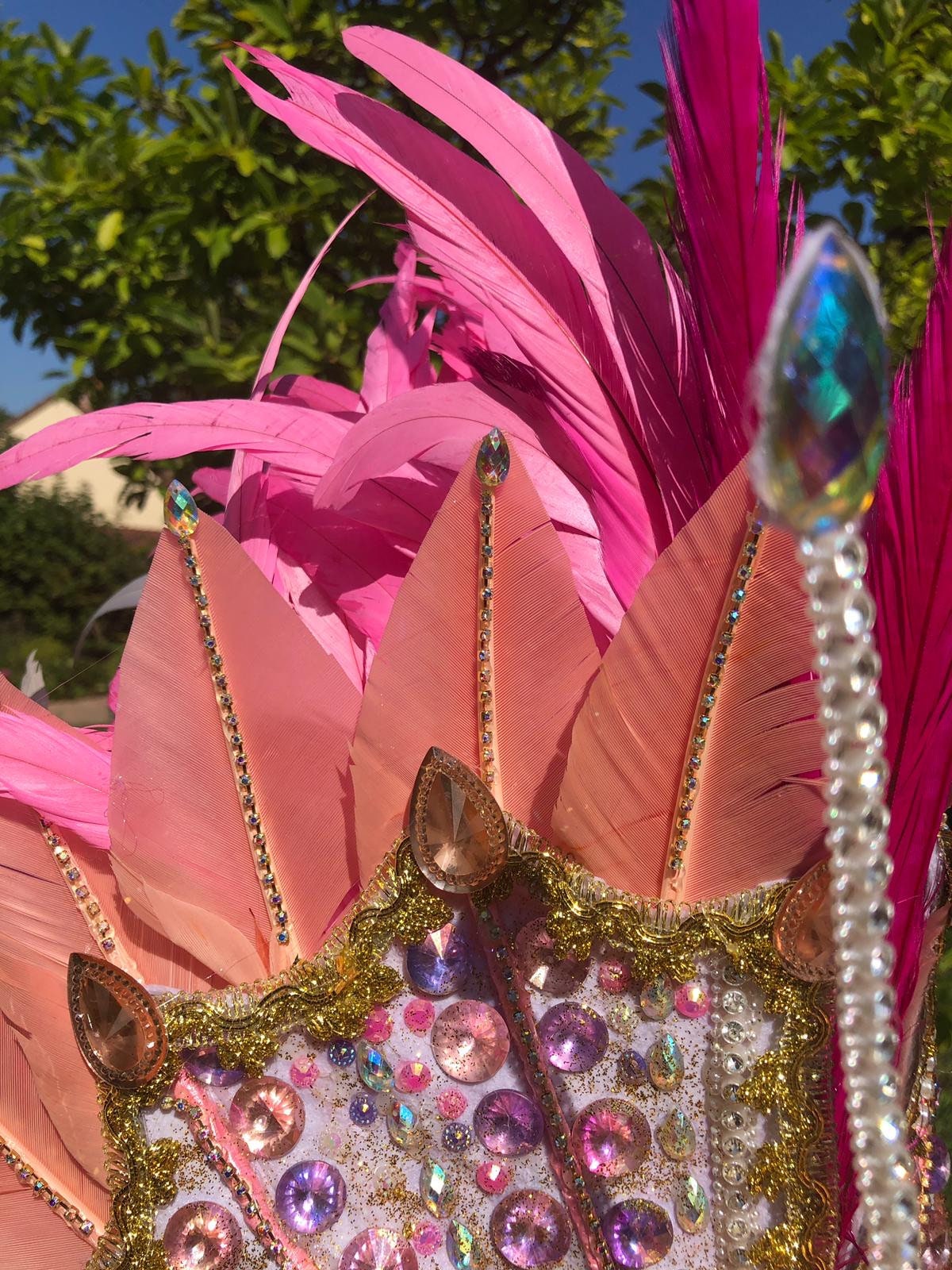 AMAZING Pink Mermaid Rhinestone Salmon Feathers AB Shiny Headdress ...