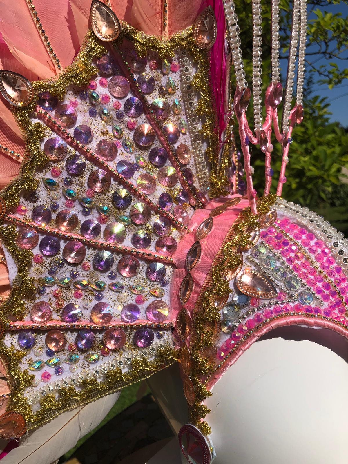 AMAZING Pink Mermaid Rhinestone Salmon Feathers AB Shiny Headdress ...