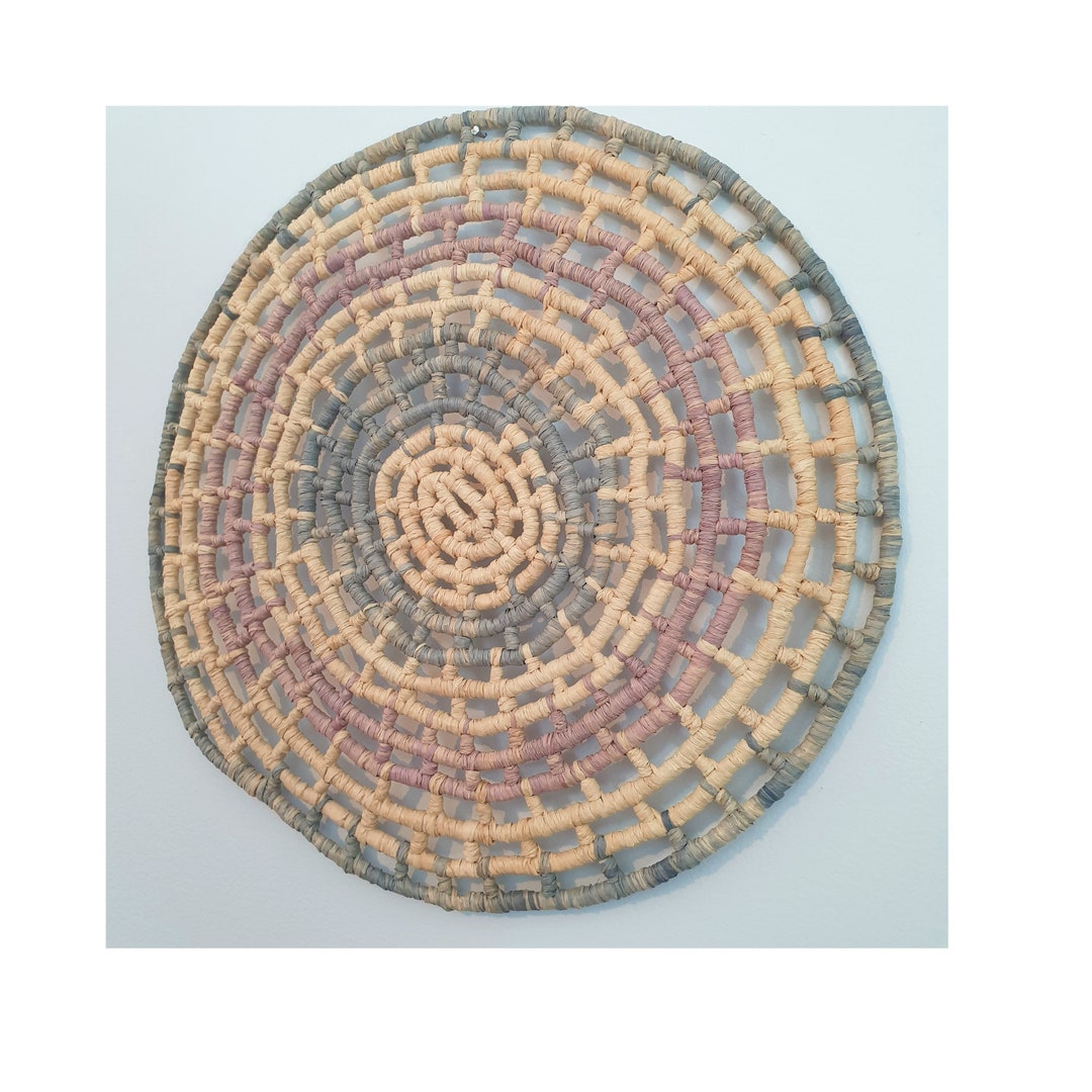 Handwoven Round Raffia Wall Hanging Art Sustainable Madagascan Raffia ...