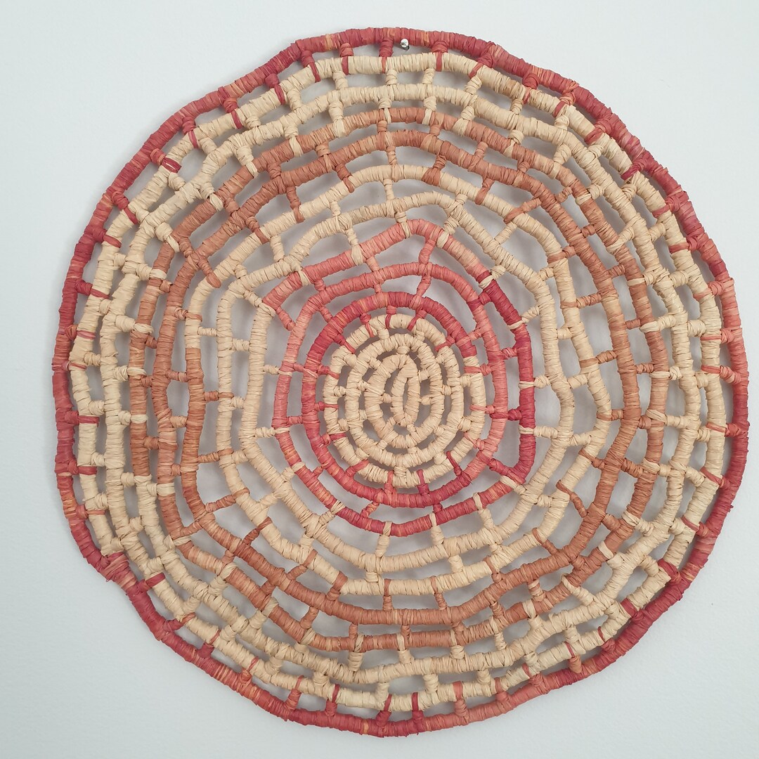 Handwoven Round Raffia Wall Hanging Art - Sustainable Madagascan Raffia ...