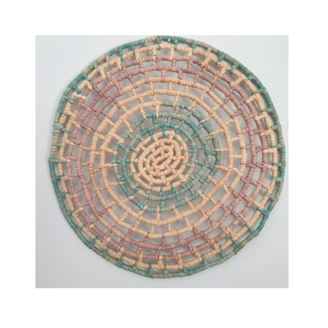 Handwoven Round Raffia Wall Hanging Art Sustainable Madagascan Raffia ...