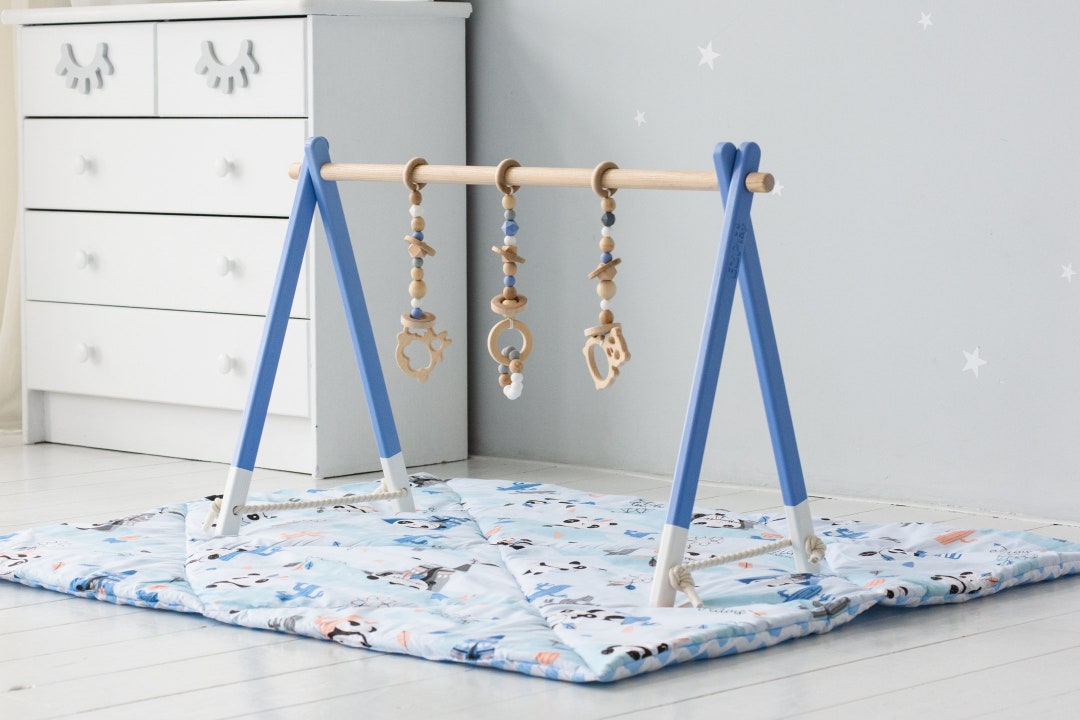 Complete Set, Baby Gym With Sensory Toys, Wooden Baby Gym, Montessori ...