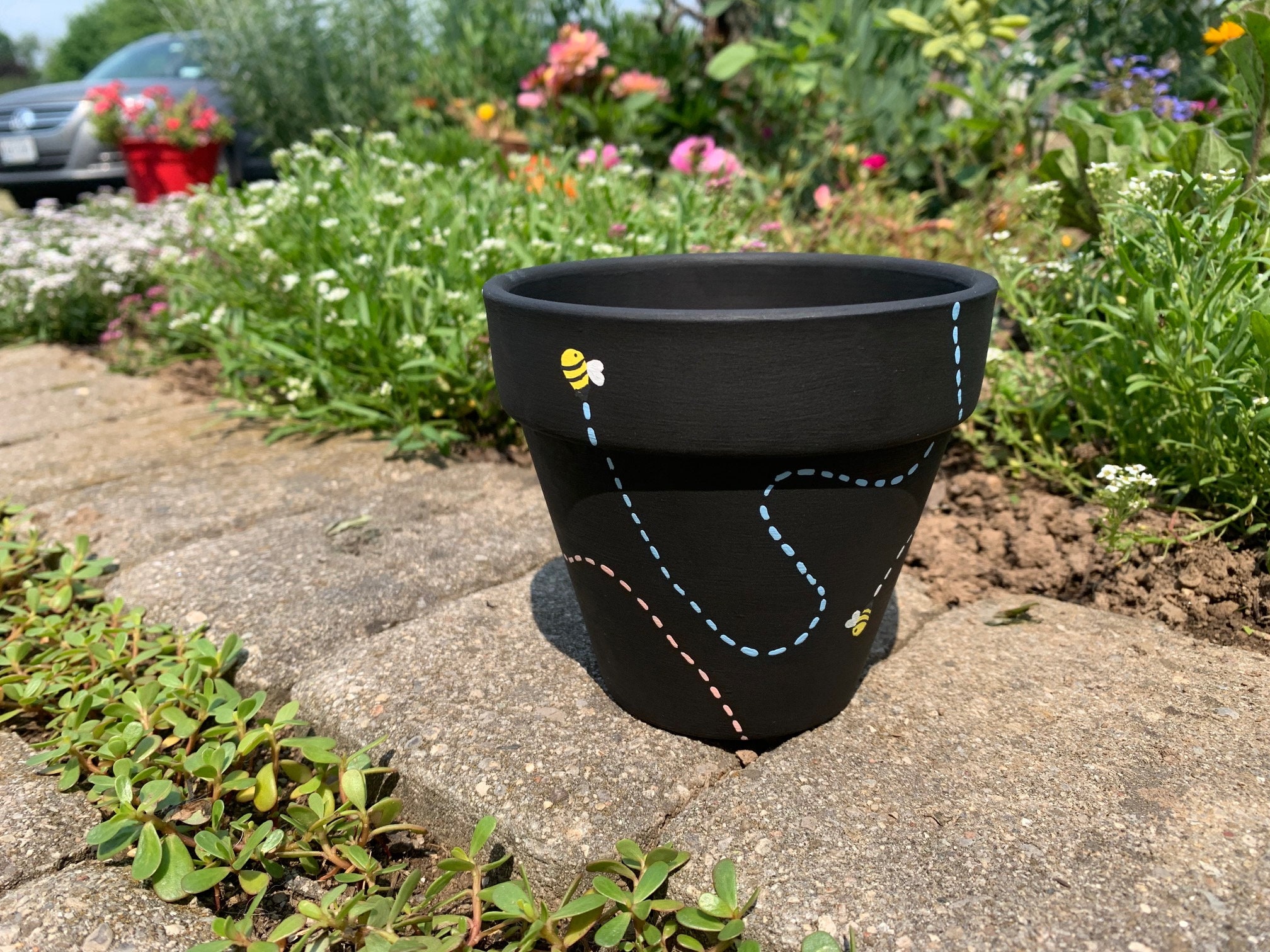 4.5 Hand-painted Flower Pot, bee Kind Planter - Etsy