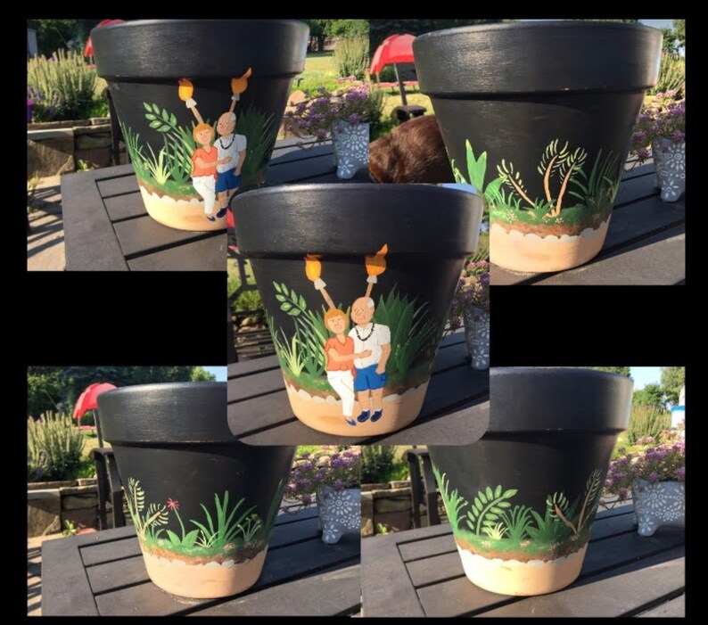 Custom Order Hand Painted Clay Flower Pot - Etsy