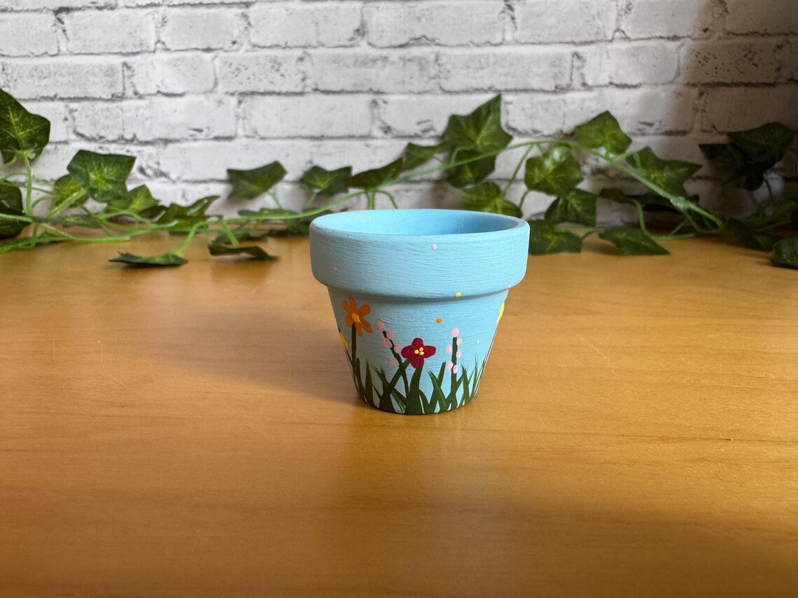 1.75” Hand-painted Miniature Flower Pot- Wildflower Planter - Etsy