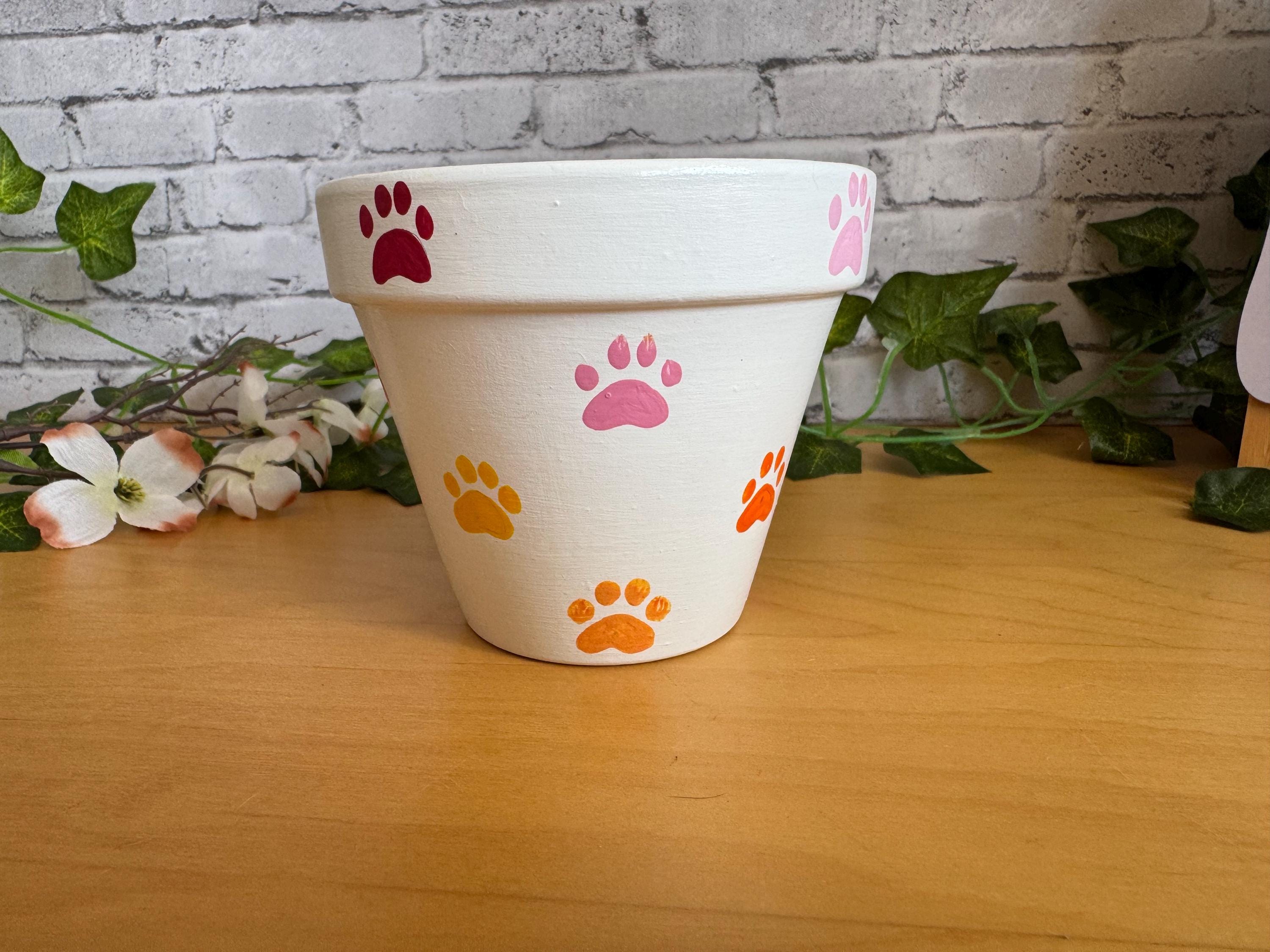 4.5" Hand-painted Flower Pot - Paw Print Planter - Pots for Paws - Etsy