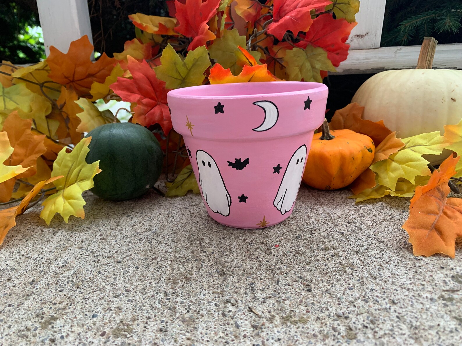 4.5” Hand-painted Pink Ghost Flower Pot Planter - Etsy