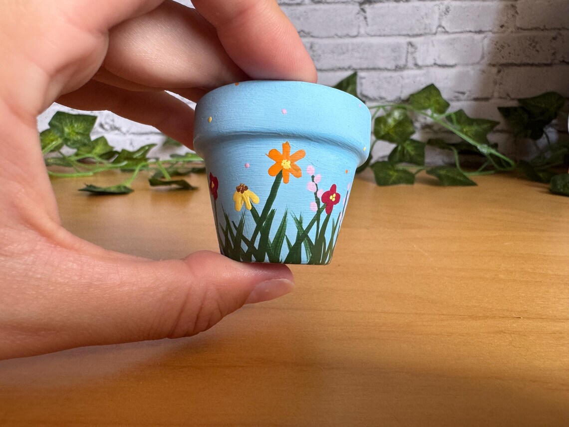 1.75” Hand-painted Miniature Flower Pot- Wildflower Planter - Etsy